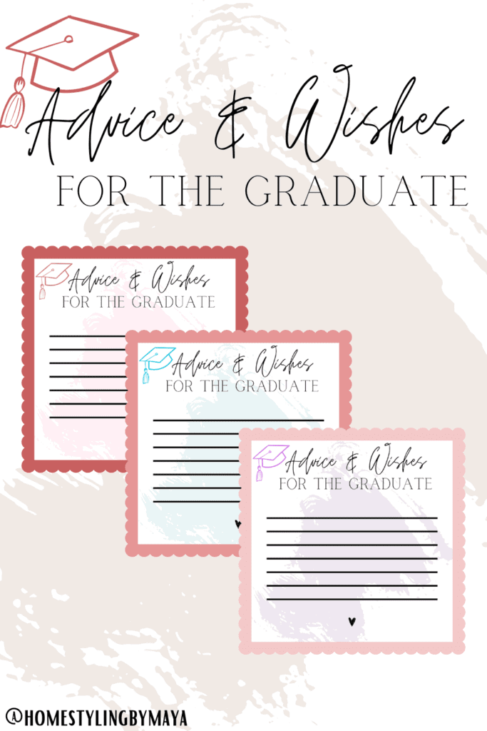 College Graduation Party Advice Cards - Home Styling By Maya